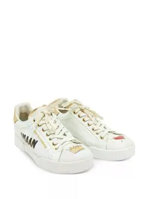 Dolce & Gabbana Portofino Leather Low-top Sneakers - White
