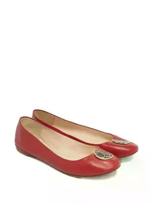 Carolina Herrera Leather Ballet Flats With Logo Detail