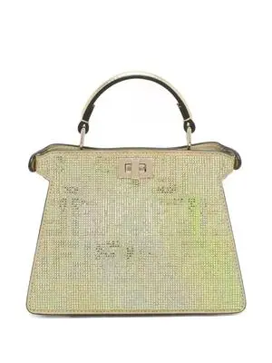 Fendi Peekaboo Embellished Suede Tote - Green