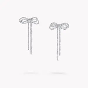 Graff Tilda’s Bow Diamond Double Strand Earrings - White Gold