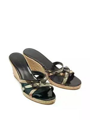Burberry Canvas Check Wedge Sandals