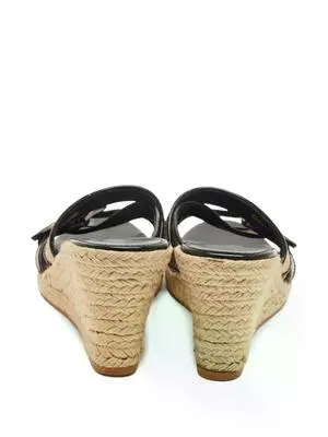 Burberry Canvas Check Wedge Sandals