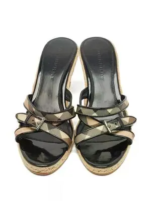 Burberry Canvas Check Wedge Sandals