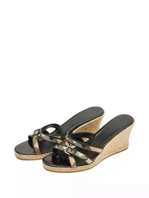 Burberry Canvas Check Wedge Sandals