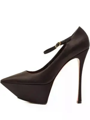 Amina Muaddi 160mm Leather Heeled Sandals - Black