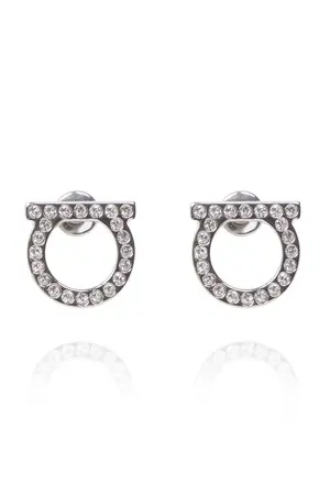 FERRAGAMO Gancini Crystal Earrings - Silver