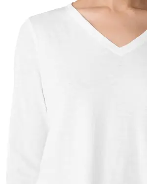 Eileen Fisher V-neck Long Sleeve Tee - White