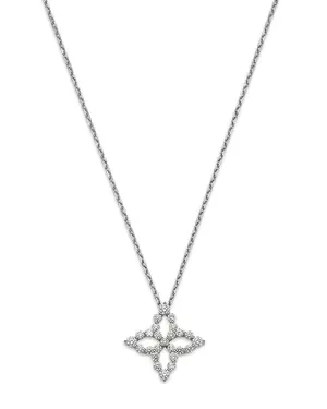 Roberto Coin 18k Gold Diamond Flower Pendant Necklace - White Gold