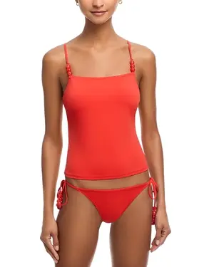 Staud Sisley Side Tie Bikini Bottom - Flame