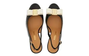 FERRAGAMO Vibily 95 Leather Slingback Pumps - Nero