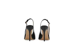 FERRAGAMO Vibily 95 Leather Slingback Pumps - Nero