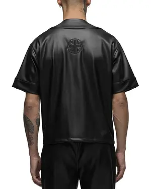 Hudson Jeans Faux Leather Baseball Jersey