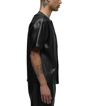 Hudson Jeans Faux Leather Baseball Jersey