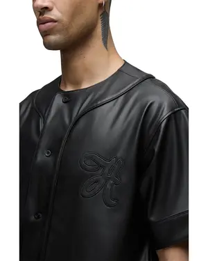 Hudson Jeans Faux Leather Baseball Jersey