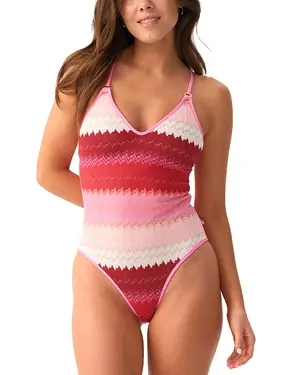 PQ Margot Striped Swimsuit - Scarlet