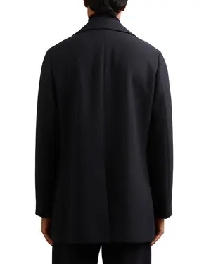REISS Wool Blend Double Breasted Pea Coat - Navy