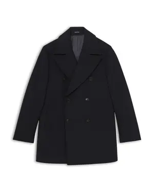 REISS Wool Blend Double Breasted Pea Coat - Navy