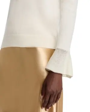 Lafayette 148 New York Ruffle Trim Bateau Neck Sweater