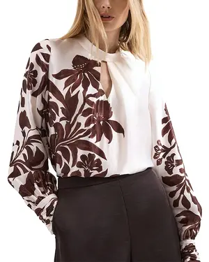PHASE EIGHT Hattie Satin Blouse With Floral Print
