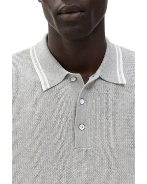 Rag & Bone Harvey Tipped Polo Shirt - Heather Grey