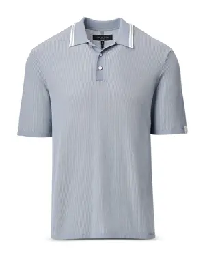 Rag & Bone Harvey Tipped Polo Shirt - Light Blue