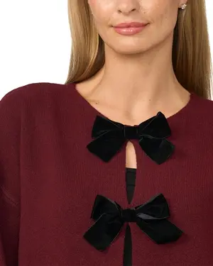 CECE DUPRAZ Bow Closure Cardigan Sweater - Cabernet