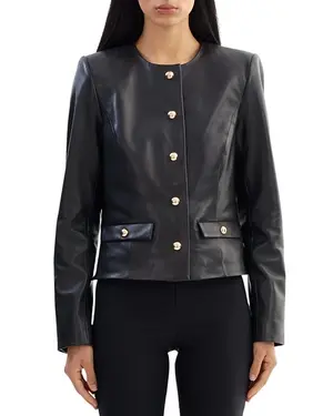 LAMARQUE Leather Collarless Jacket