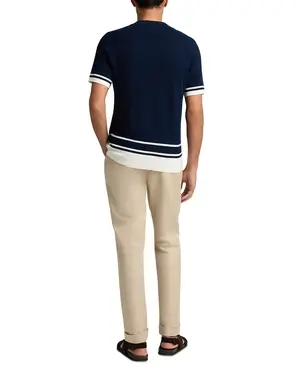 Onia Cotton Textured Johnny Collar Polo - Midnight/egret