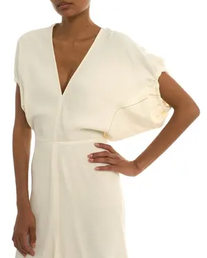 Victoria Beckham Blouson Detail Midi Dress