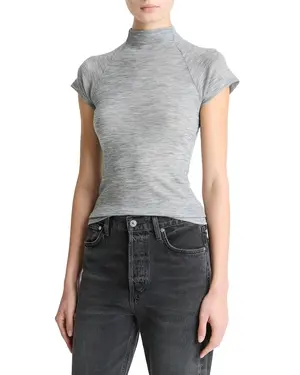 Vince Cap Sleeve Raglan Mock Neck Top - Heather Thistle