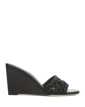 Veronica Beard Ellen Woven Wedge Sandals - Black