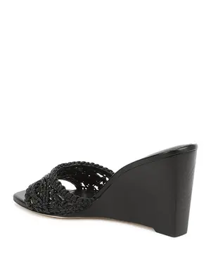 Veronica Beard Ellen Woven Wedge Sandals - Black