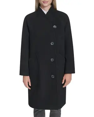 Cole Haan Asymmetric Chevron Wool Blend Coat