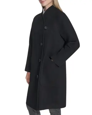 Cole Haan Asymmetric Chevron Wool Blend Coat