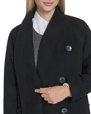Cole Haan Asymmetric Chevron Wool Blend Coat
