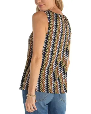 LIVERPOOL Sleeveless Knit Top With Geometric Print - Stripe