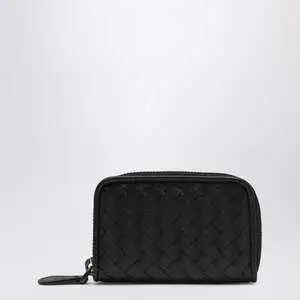 Bottega Veneta Small Intrecciato Zip-around Wallet - Black