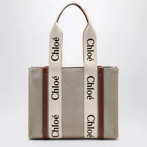 Chloé Woody Medium Tote Bag - Beige