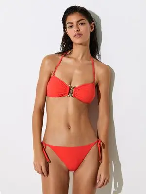 REISS Riah Side-tie Bikini Bottom - Coral Orange