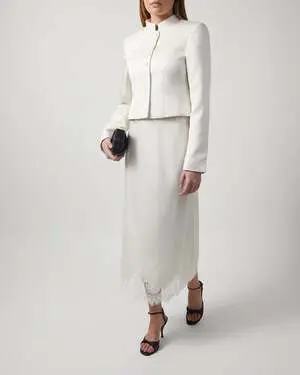 WAKAKUU Joliet Jacket Tailored Cropped Blazer With Stand Collar - Cream