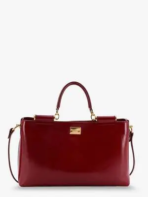 Dolce & Gabbana Vittoria Leather Top Handle Bag - Red