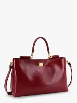 Dolce & Gabbana Vittoria Leather Top Handle Bag - Red