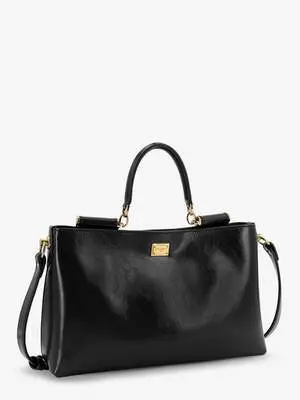Dolce & Gabbana Vittoria Leather Top Handle Bag - Black