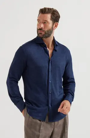 Brunello Cucinelli Jersey Shirt - Navy Blue