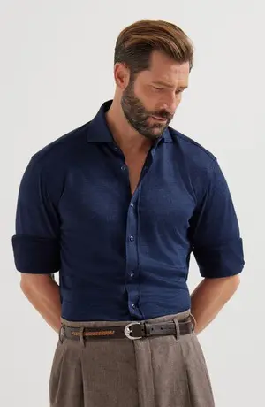 Brunello Cucinelli Jersey Shirt - Navy Blue