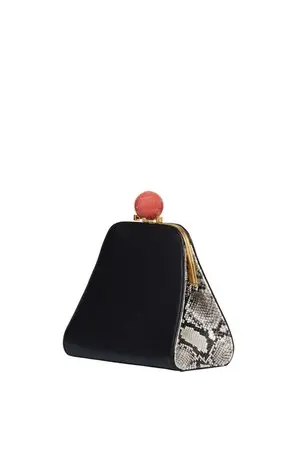 LARALLAN Josephine Ball Frame Calfskin Leather Bag - Black