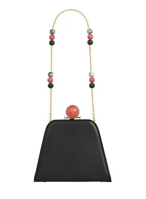 LARALLAN Josephine Ball Frame Calfskin Leather Bag - Black