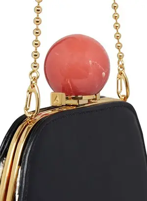 LARALLAN Josephine Ball Frame Calfskin Leather Bag - Black
