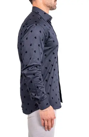 MACEOO Fibonacci Ascension Contemporary Fit Button-up Shirt - Black