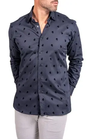 MACEOO Fibonacci Ascension Contemporary Fit Button-up Shirt - Black